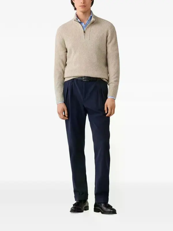 HACKETT LONDON Cartridge-rib Quarter-zip Knit