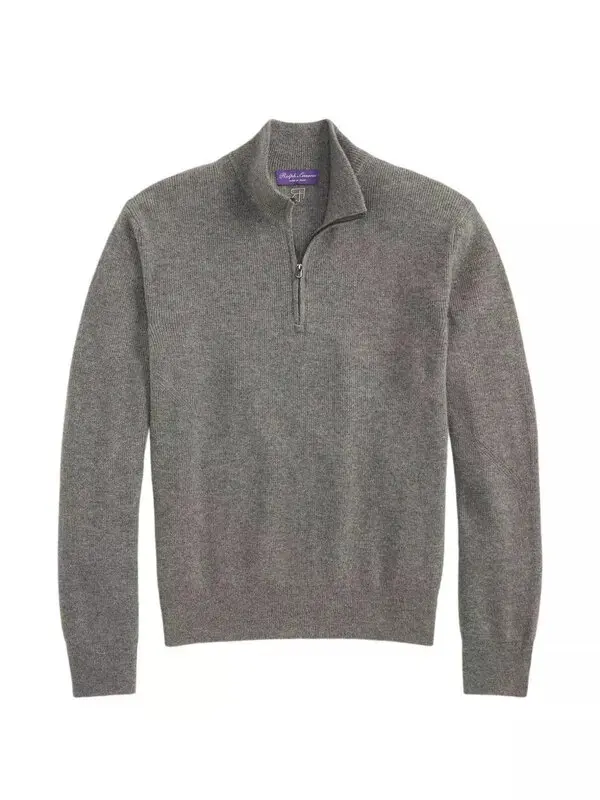 Ralph Lauren Purple Label Quarter-zip Cashmere Sweater - Grey