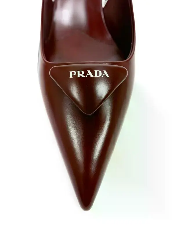Prada Brushed-leather Slingback Pumps - Red