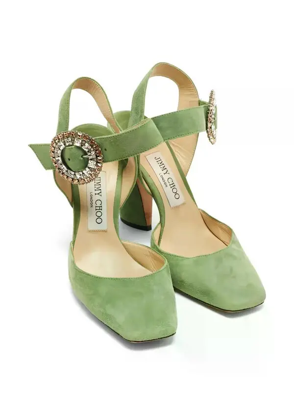 JIMMY CHOO Mischa Crystal Embellished Suede Sandals