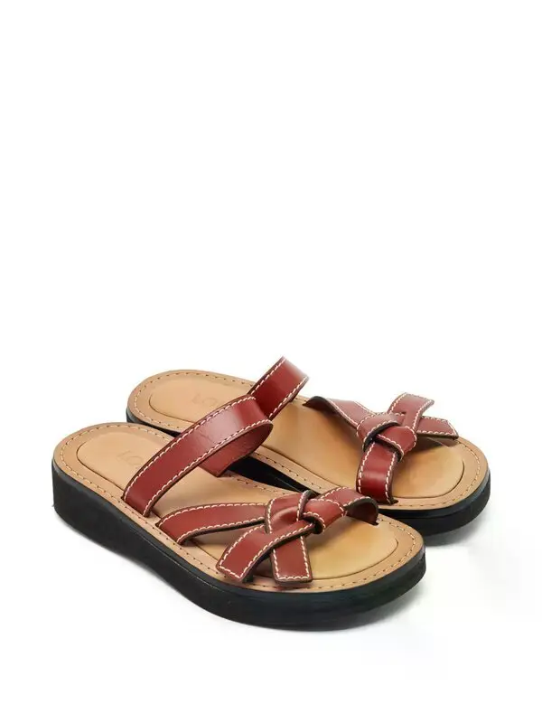 Loewe Gate Knotted Leather Sandals - Brown