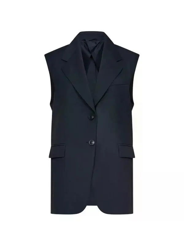 Max Mara Sleeveless Single-breasted Gilet - Blue