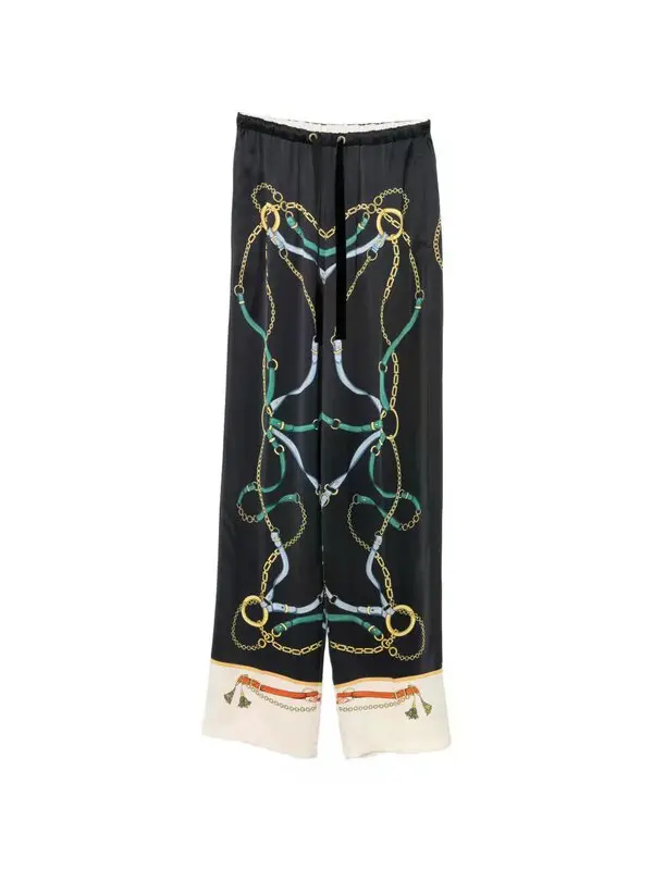 FORTE_FORTE Chain-print Trousers - Black