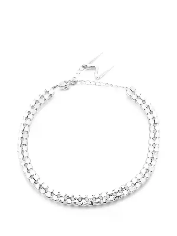 Magda Butrym Black Floral Appliqué Crystal-embellished Choker - Silver