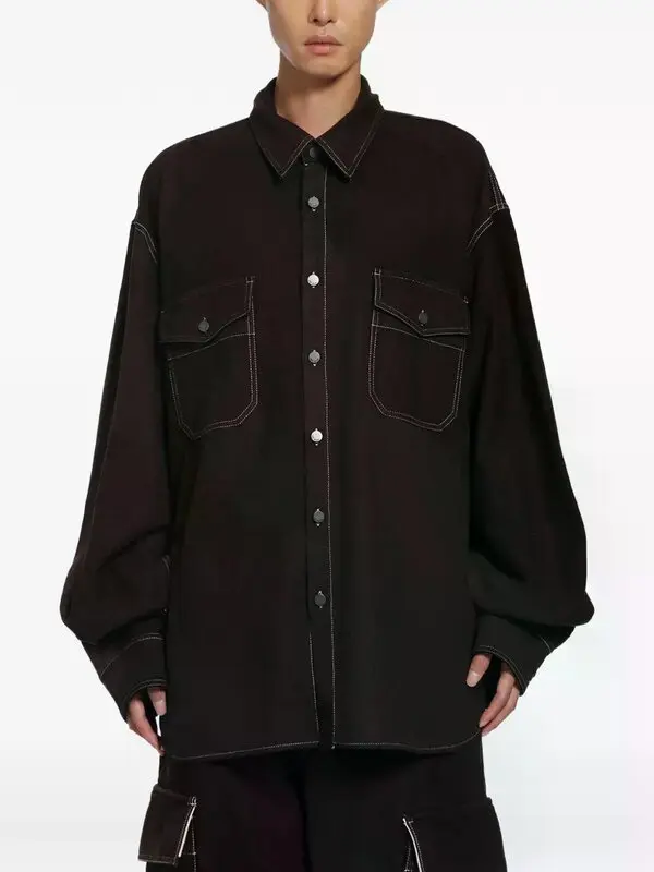 UMA WANG Tavis Contrast-stitch Oversized Shirt