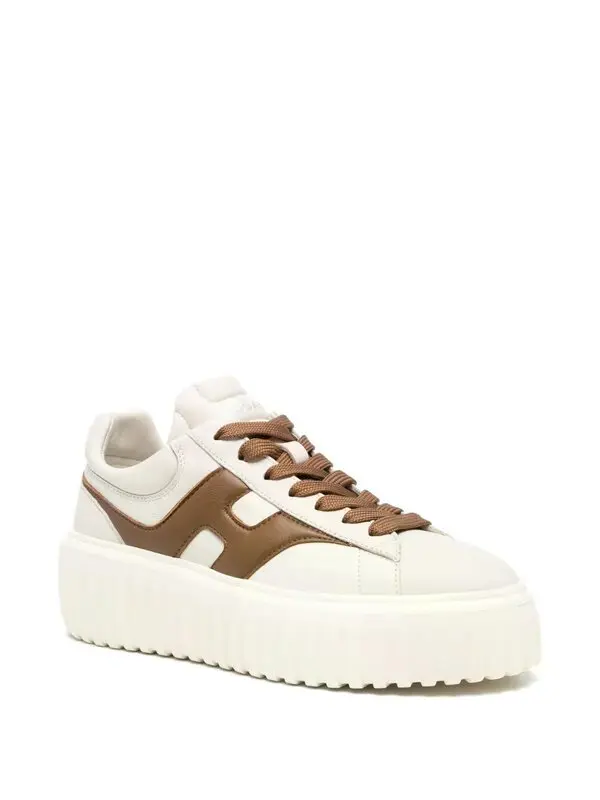 Hogan Platform H-logo Leather Sneakers - Neutrals