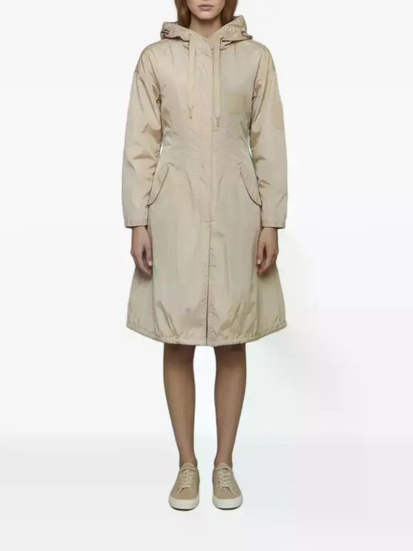 Prada Smocked Zip-up Raincoat - Neutrals