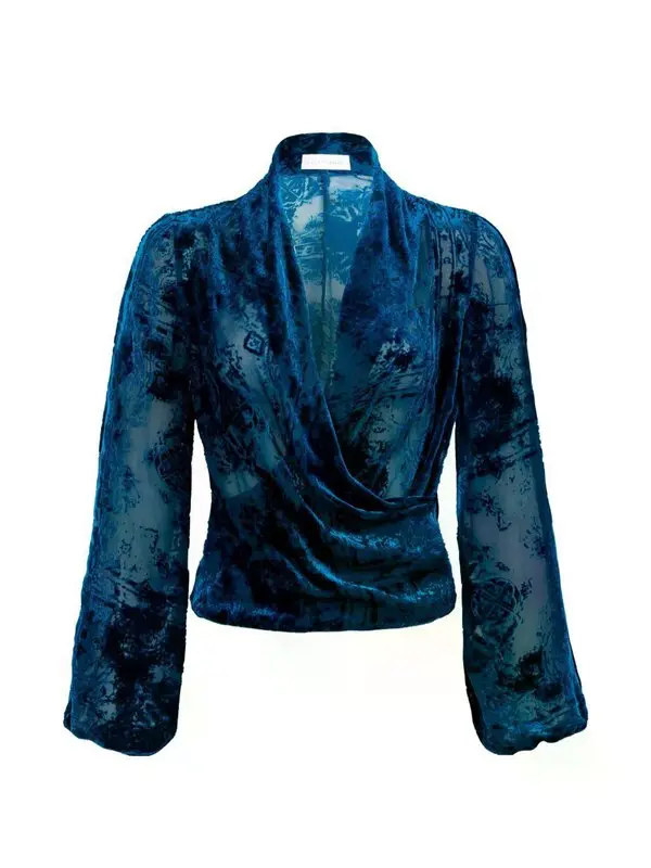 Silvia Tcherassi Tea Devoré-effect Wrap Blouse