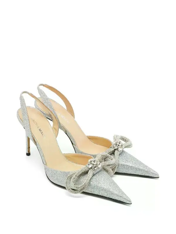 Mach & Mach Double Bow Glitter Slingback Pumps