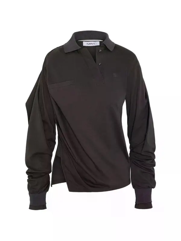 SRVC STUDIO Long-sleeve Wrap-front Polo Top