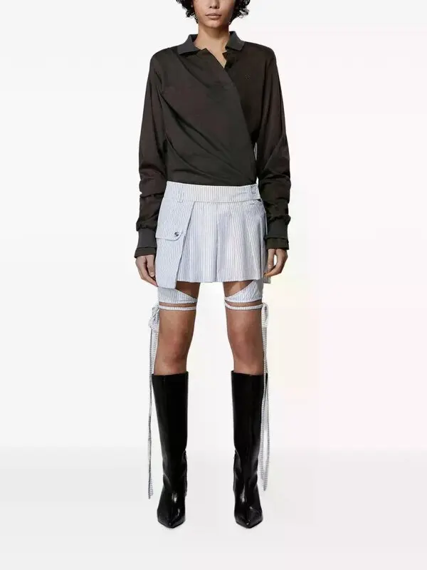SRVC STUDIO Long-sleeve Wrap-front Polo Top