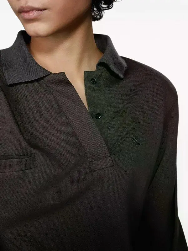 SRVC STUDIO Long-sleeve Wrap-front Polo Top
