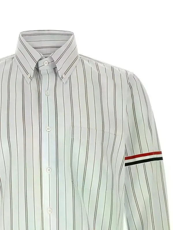 Thom Browne Poplin Hairline Stripe Shirt With Armbands