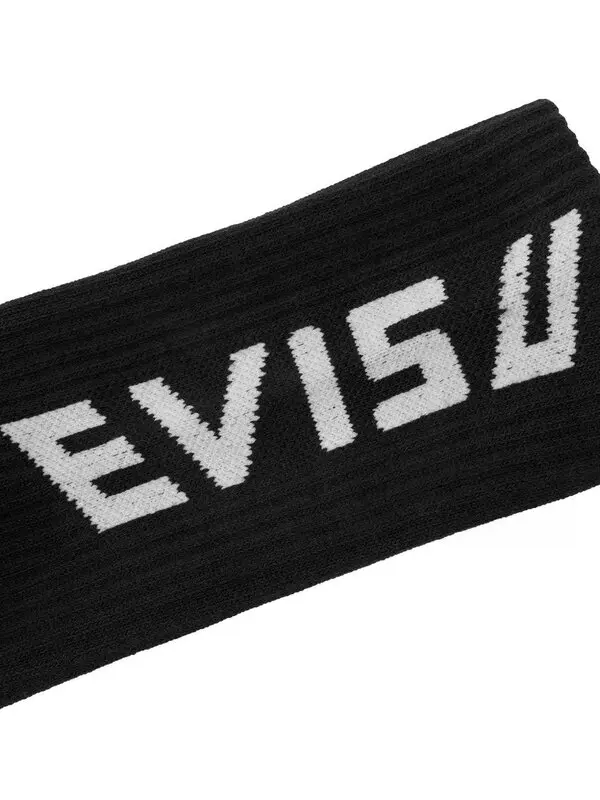 EVISU Logo Intarsia Ribbed Crew Socks