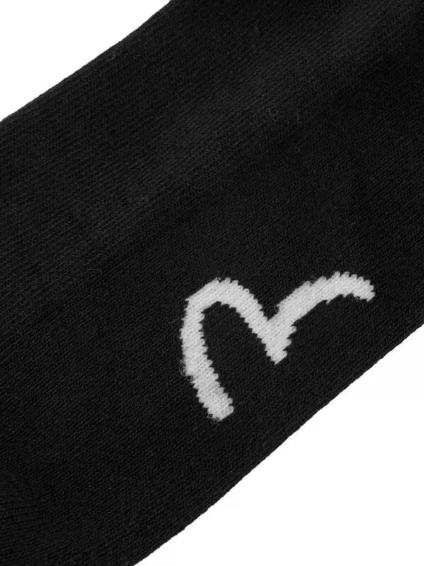 EVISU Logo Intarsia Ribbed Crew Socks