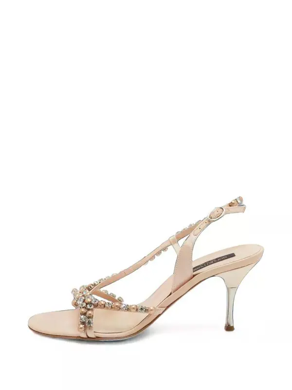 SERGIO ROSSI Crystal-embellished Slingback Sandals - Neutrals
