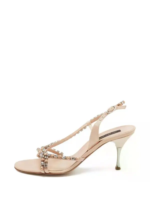 SERGIO ROSSI Crystal Embellished Slingback Sandals - Neutrals