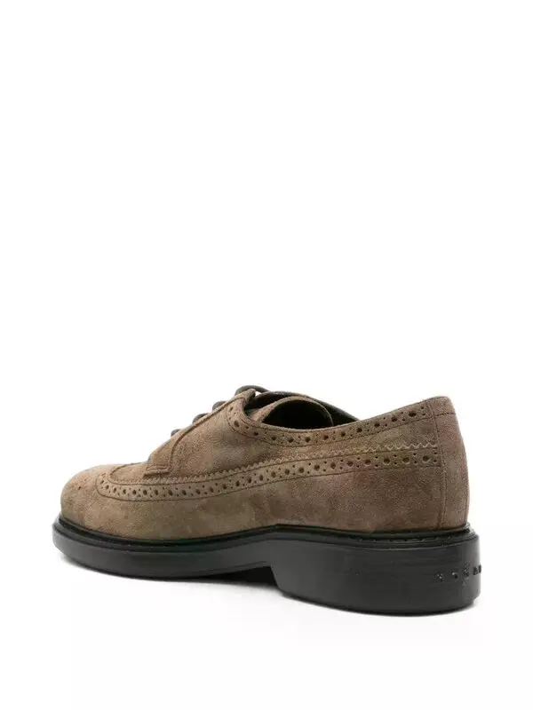 Hogan H704 Brogue-detail Suede Derby Shoes