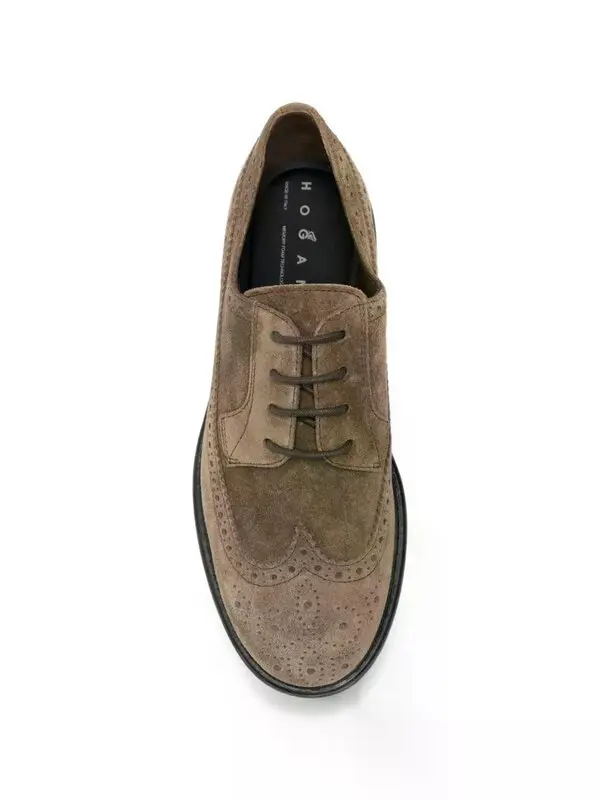 Hogan H704 Brogue-detail Suede Derby Shoes