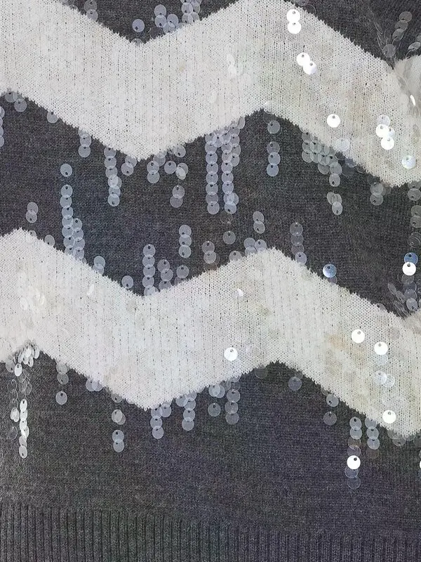 Liu Jo Sequin-embellished Chevron-pattern Sweater