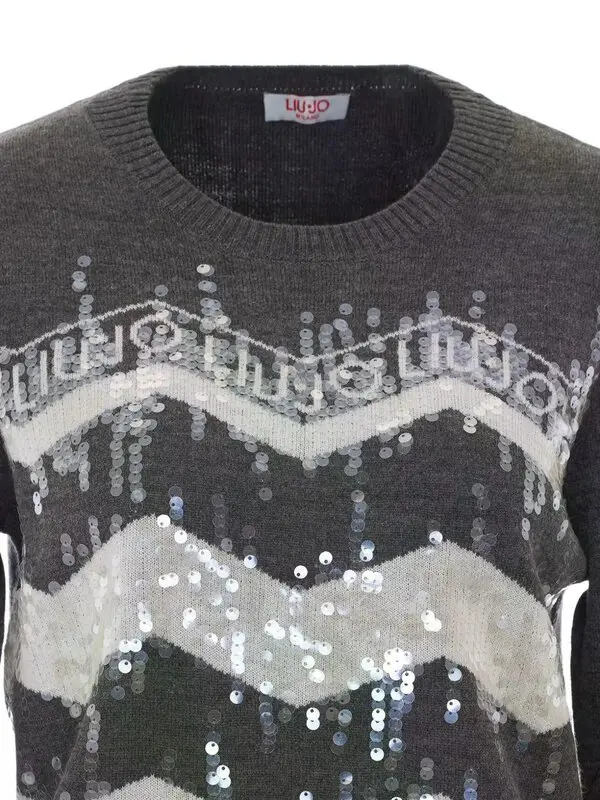 Liu Jo Sequin-embellished Chevron-pattern Sweater