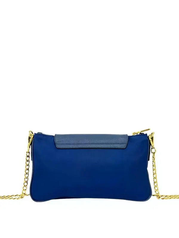 Prada Saffiano Trimmed Tessuto Chain Crossbody Bag