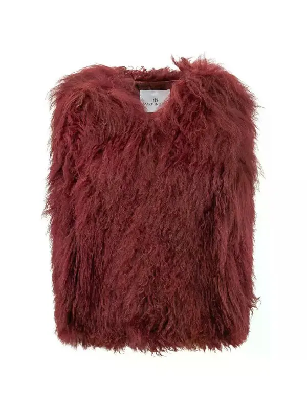MARTHA LOUIS Mongolian Fur Gilet - Red