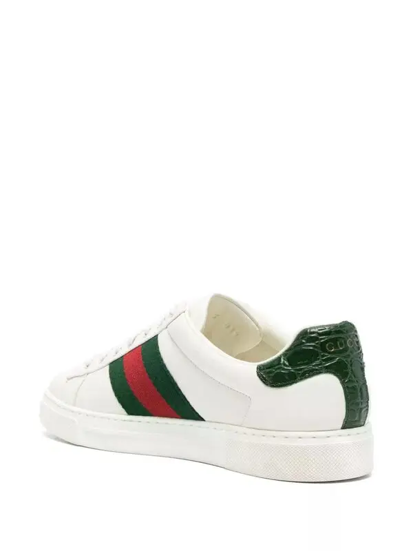 Gucci Ace Crocodile-effect Sneakers - White