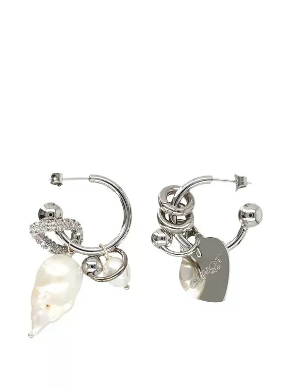 JUSTINE CLENQUET Aginese Pearl Hoop Earrings - Silver