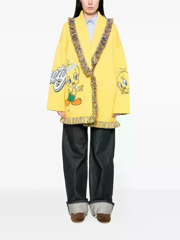 Alanui Tweety Intarsia Fringed Cardigan
