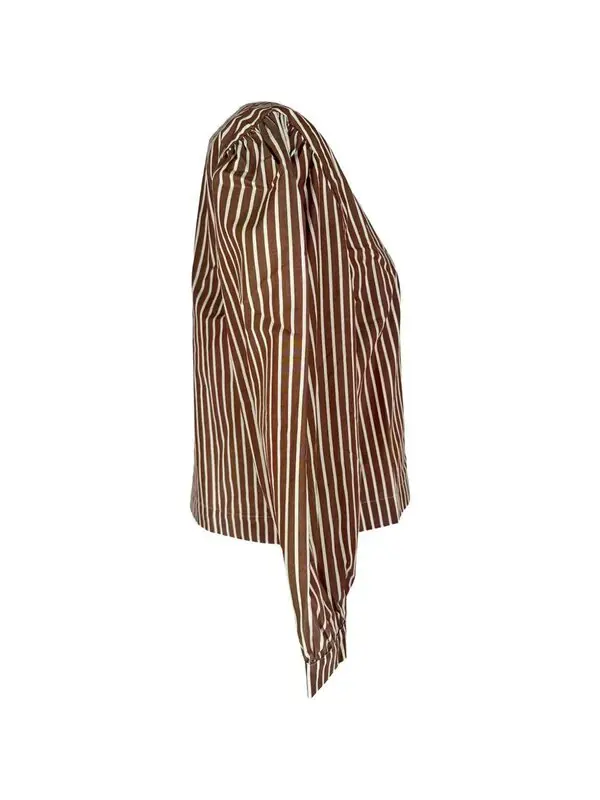 Maria De La Orden Striped Cropped Jacket With Puff Sleeves