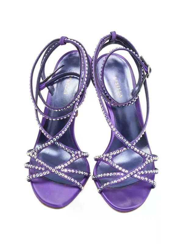 LE SILLA Embellished Ankle Strap Stiletto Sandals - Purple