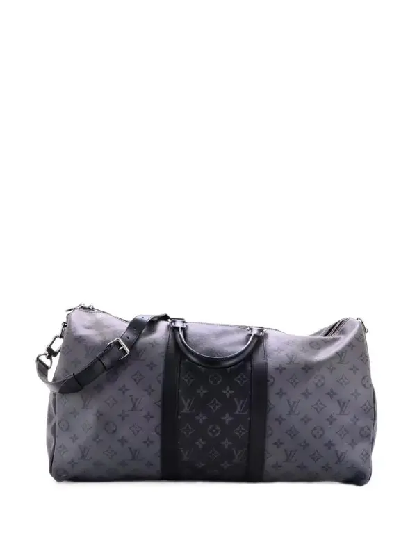 LOUIS VUITTON Keepall Bandouliere 50 Travel Bag In Monogram Eclipse Canvas - Black