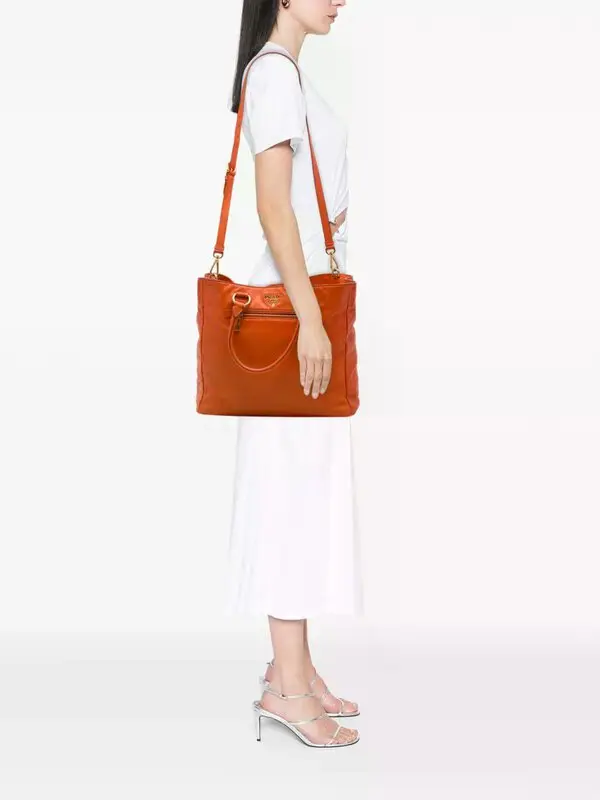 Prada 2013-2026 Vitello Daino Front Zip Open Convertible Tote Satchel