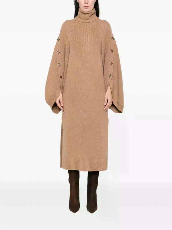 Zimmermann Button-embellished Roll-neck Midi Dress