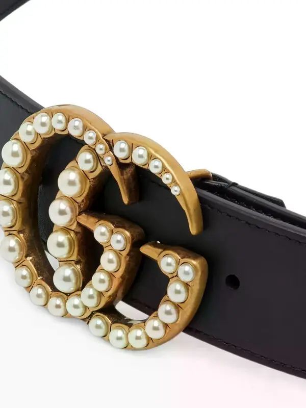 Gucci Gg Marmont Pearl-embellished Belt