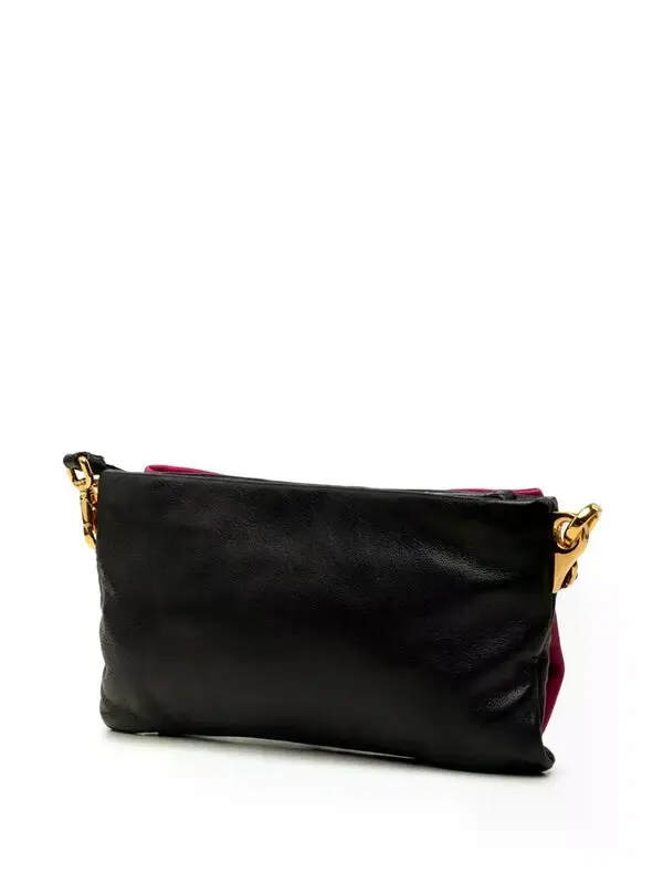 Prada 2000-2013 Bicolor Nappa Fiocco Bow Clutch On Strap Crossbody Bag - Pink
