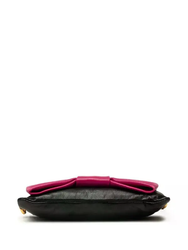 Prada 2000-2013 Bicolor Nappa Fiocco Bow Clutch On Strap Crossbody Bag