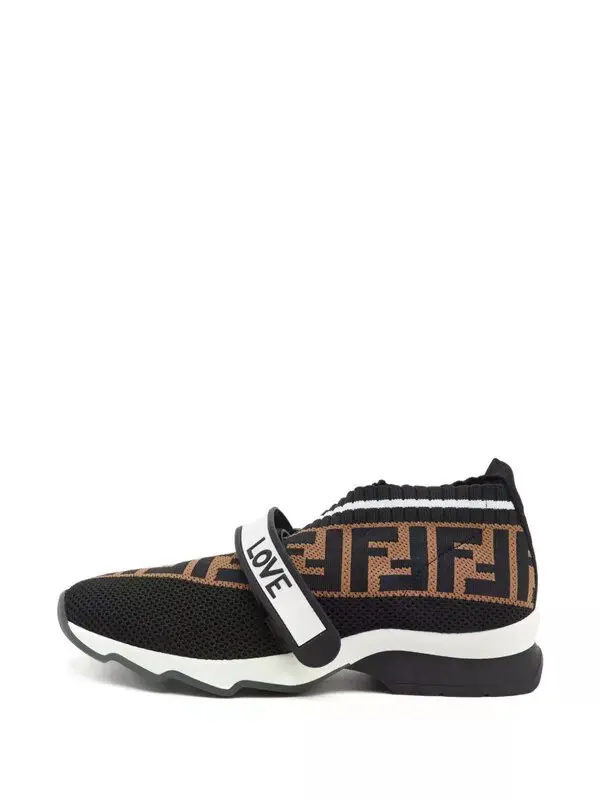 Fendi Rockoko Ff Monogram Knit Touch-strap Sneakers - Black