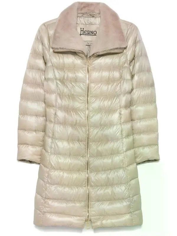 Herno Faux-fur Collar Coat - Neutrals