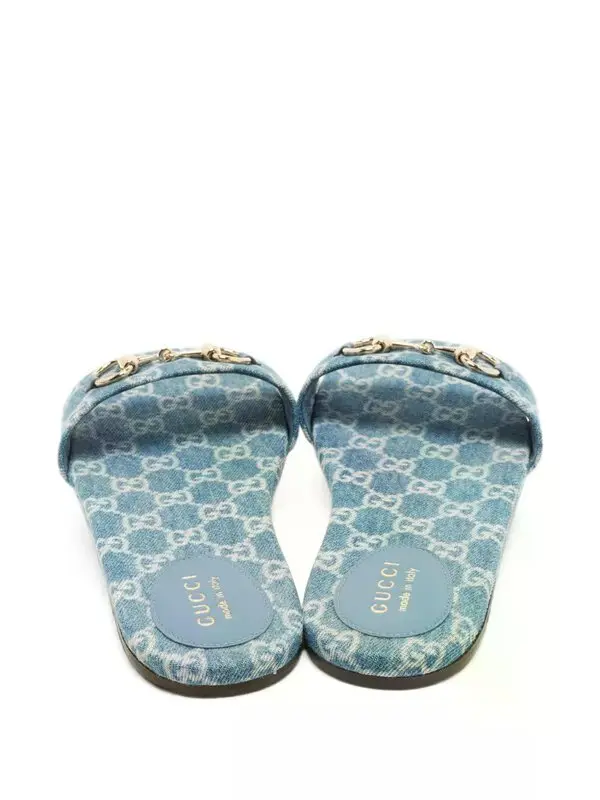 Gucci Gg Monogram Horsebit Slides