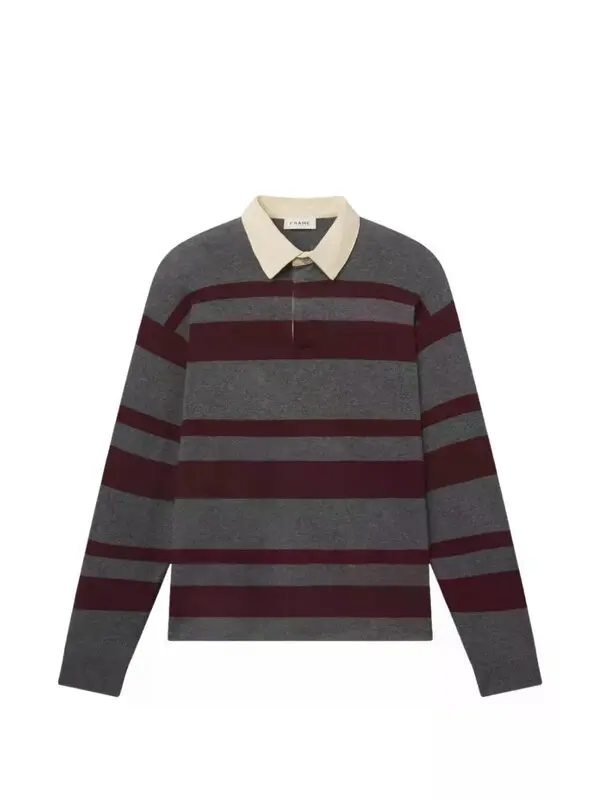 FRAME Striped Polo-collar Sweater