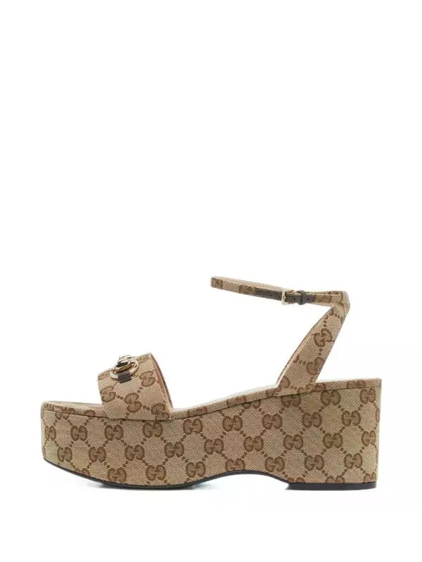 Gucci Horsebit Gg Supreme Platform Sandals