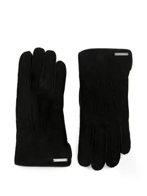Corneliani Logo-plaque Suede Finish Gloves - Black