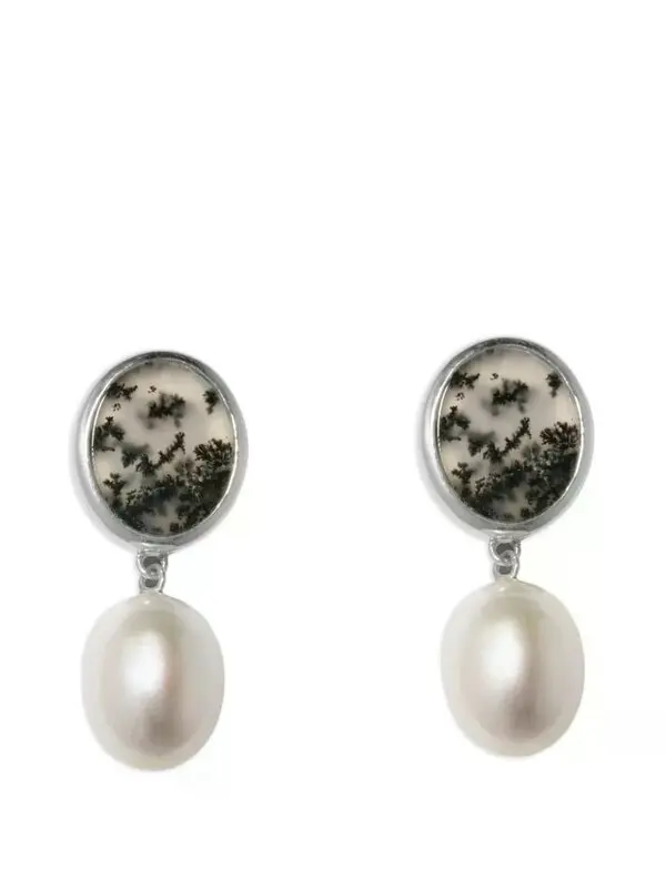 Completedworks Dendritic Agate Pearl Drop Earrings