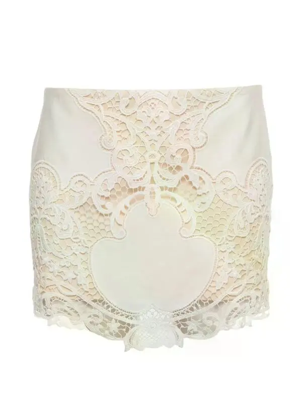 Magda Butrym 2024 Guipure Lace Mini Skirt - White