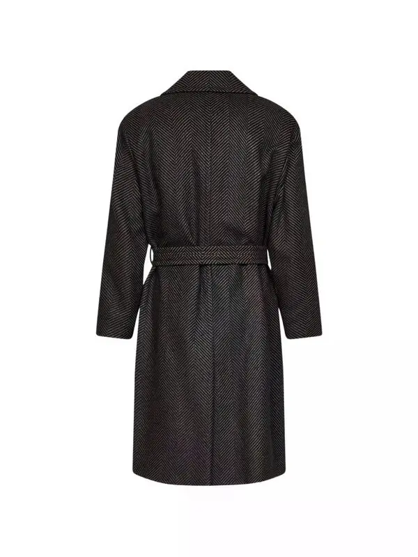 HEVO Belted Herringbone-pattern Coat
