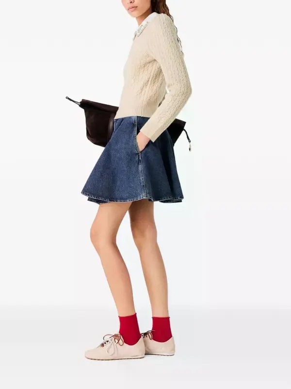 Maje Cable Knit Jumper With Rhinestone Embellished Collar