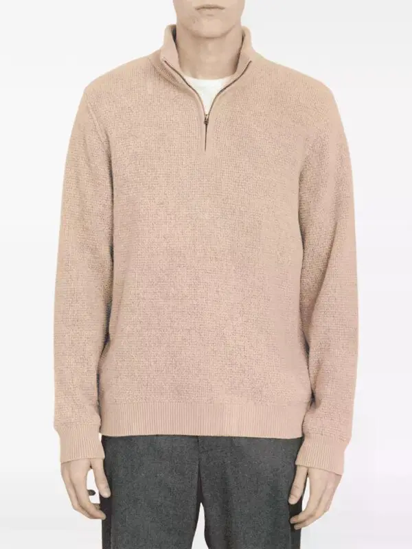 Vince Waffle Knit Quarter-zip Sweater - Neutrals