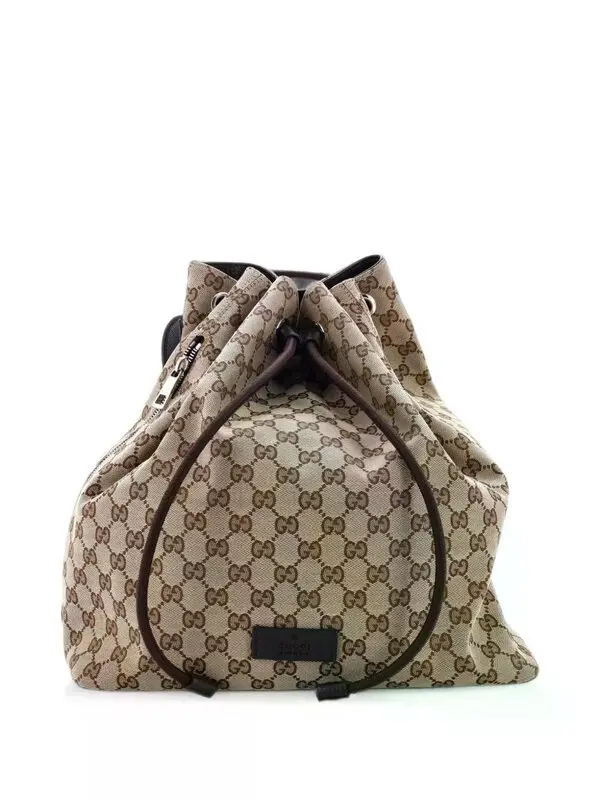 Gucci Drawstring Gg Canvas Medium Backpack